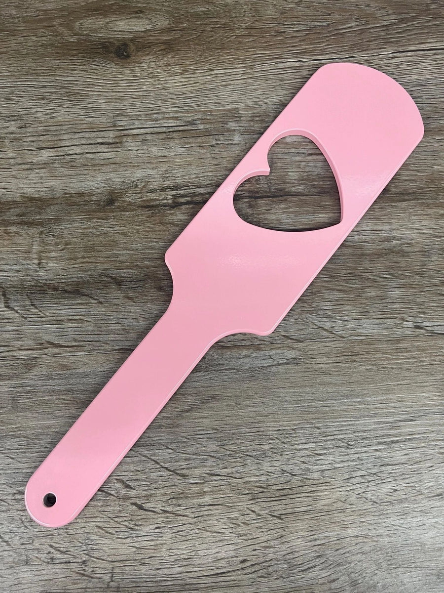 Pink "Love Hurts" Heart Shape Cutout Aluminum Spanking Paddle Pretty i ...